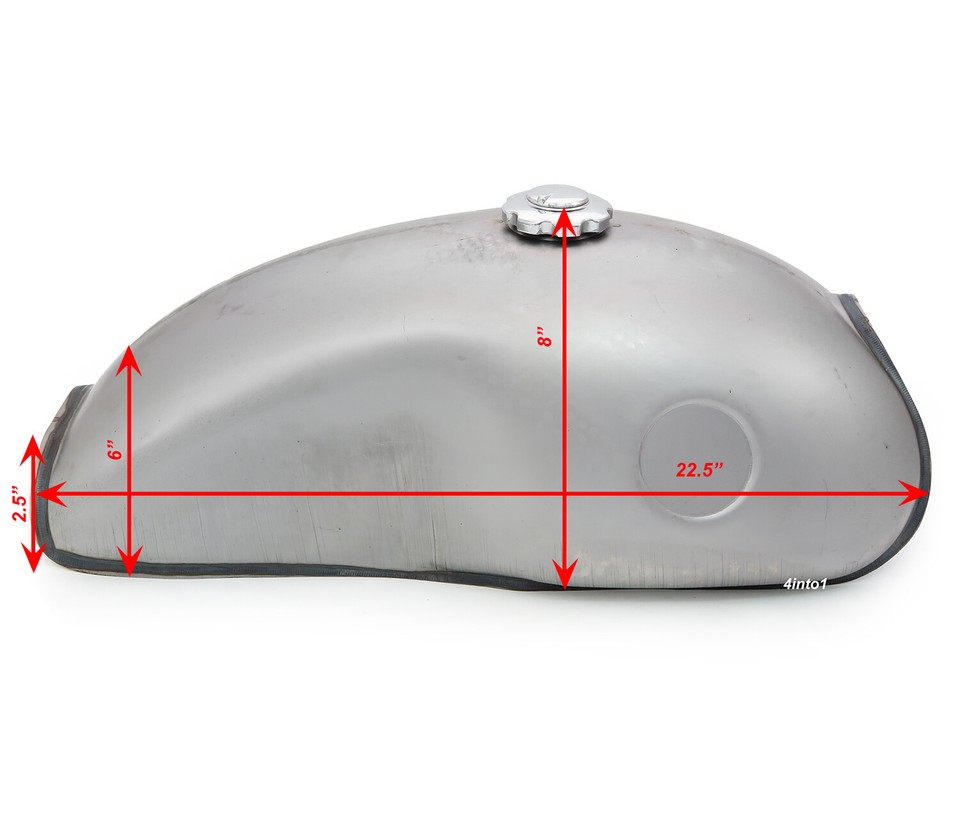 Cafe Racer Gas Tanks - Black / Raw Steel - Retro Motorcycle CHOOSE ...