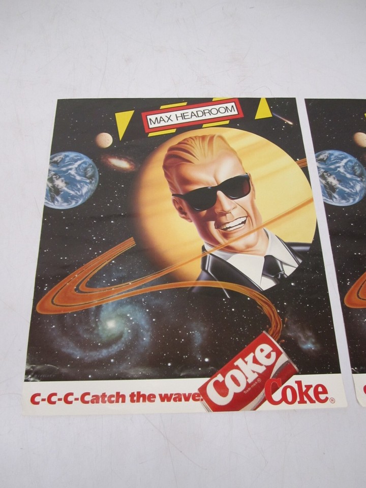 2 Vtg 1980s Catch the Wave Coke Coca Cola Advertising Poster Max ...