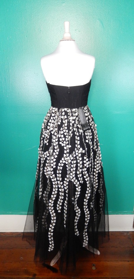 Bcbg Max Azria Black Strapless Prom Homecoming Tulle Cocktail Formal ...