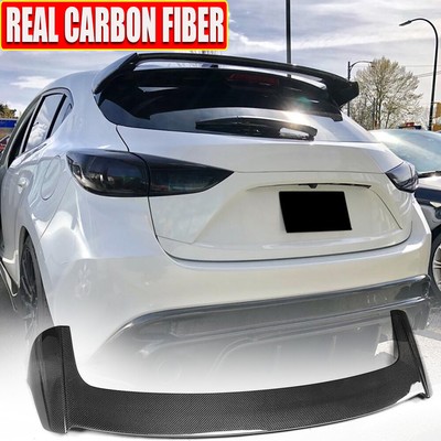 REAL CARBON Rear Roof Spoiler Window Wing Fit For Mazda 3 Axela ...
