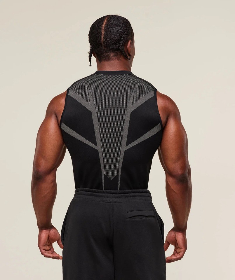 Gymshark Onyx 5.0 Seamless Shirt Black/Light Grey Tank Top | M | IN ...