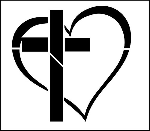 6"x6" Clear Plastic Stencil - Cross w/Heart (SA681) | eBay