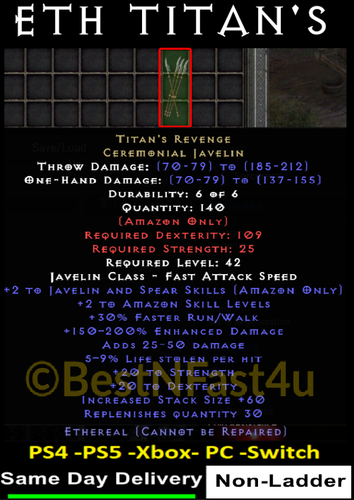 NL SC- ETH titan's ethereal titan PC-XBOX-PS4-PS5-SWITCH Diablo 2 Res ...