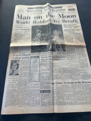 Original Wheeling News Register Newspaper-Man on the Moon July 21 1969 ...