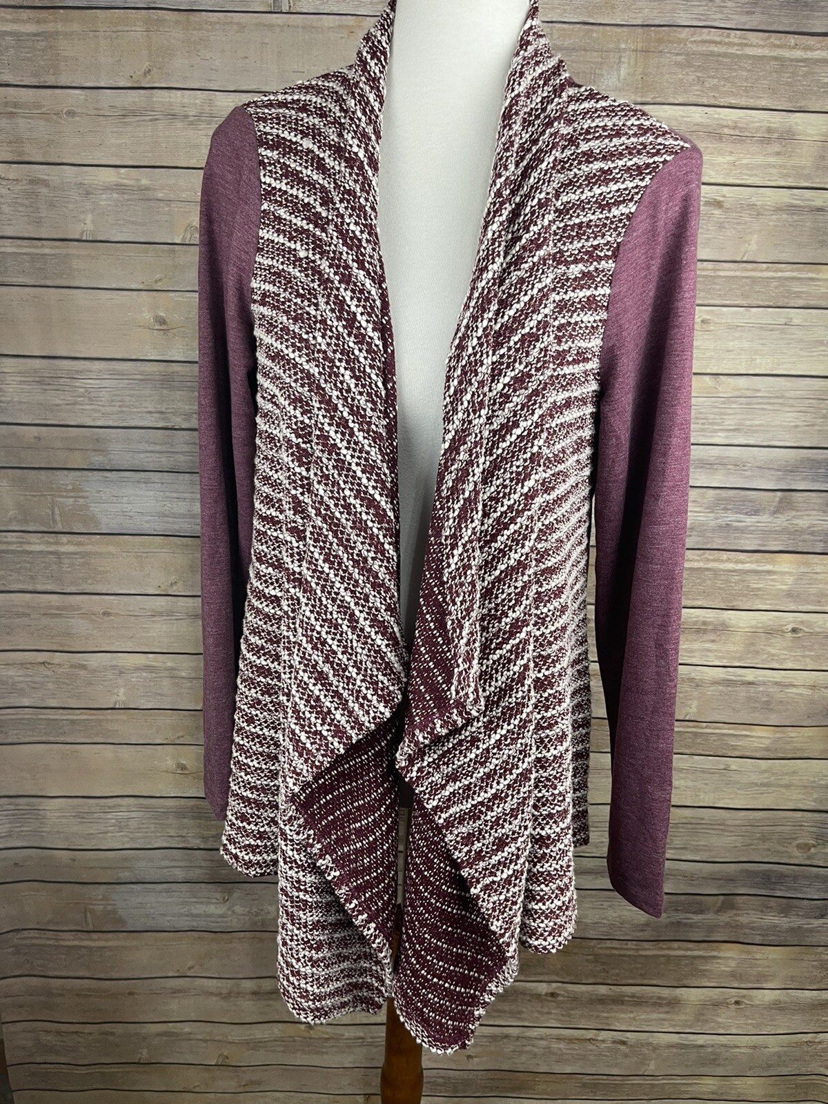 LOGO Lori Goldstein Medium Open Front Sweater Knit Ca… - Gem