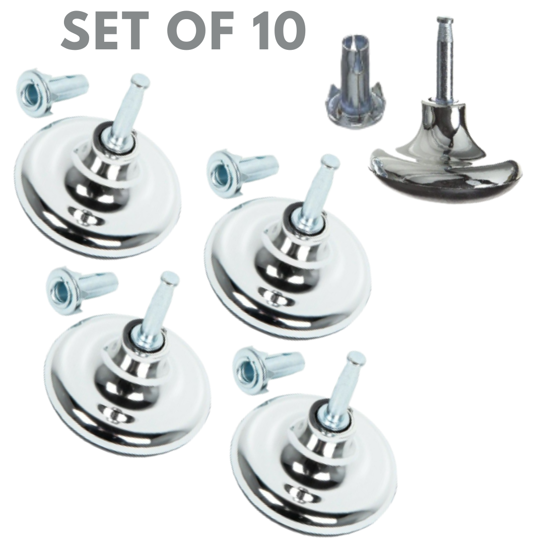 8x Chrome Feet Bed Legs Glides Castor & Insert For Divan Base Sofa ...