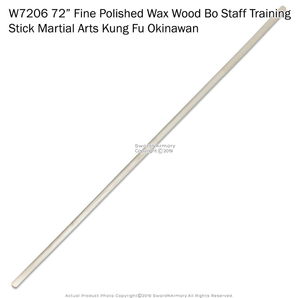 76" Natural White Wax Wood Bo Staff Martial Arts Tapered Karate Stick w ...