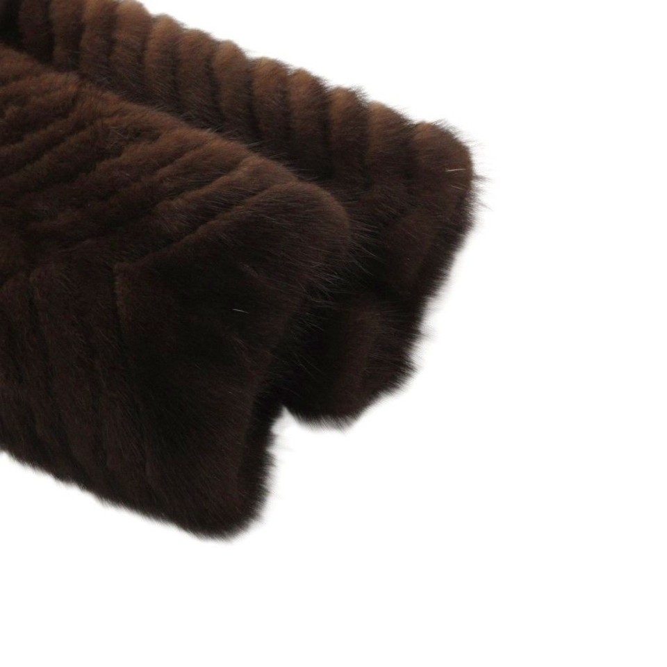 Mink Fur Coat Brown Herringbone Pattern Mid-Length Women Authentic From ...