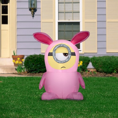 Gemmy Airblown Inflatable Stuart in Pink Bunny Suit, 3.5 ft Pink ...