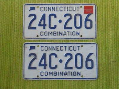 Vintage Connecticut Combination License Plates CT Tag 24C-206 Plate ...