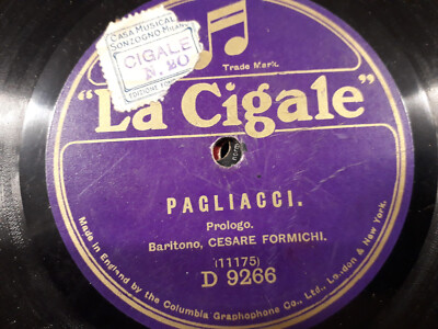 78 giri-10" CESARE FORMICHI baritono " AIDA - PAGLIACCI "LA CIGALE D ...