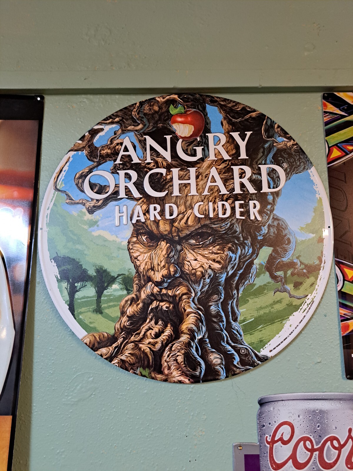 Angry Orchard Hard Apple Cider Round Tree Logo Metal Beer Sign 20” Tin ...