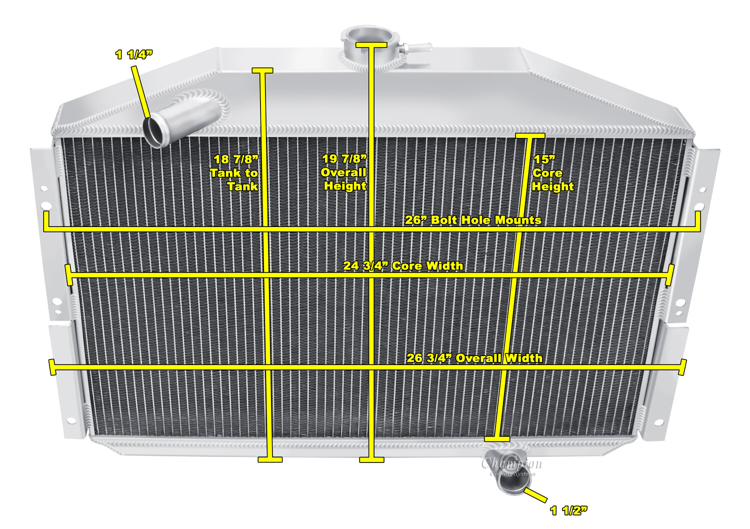 3 Row Western Champion Radiator for 1955 Studebaker President V8 Engine ...