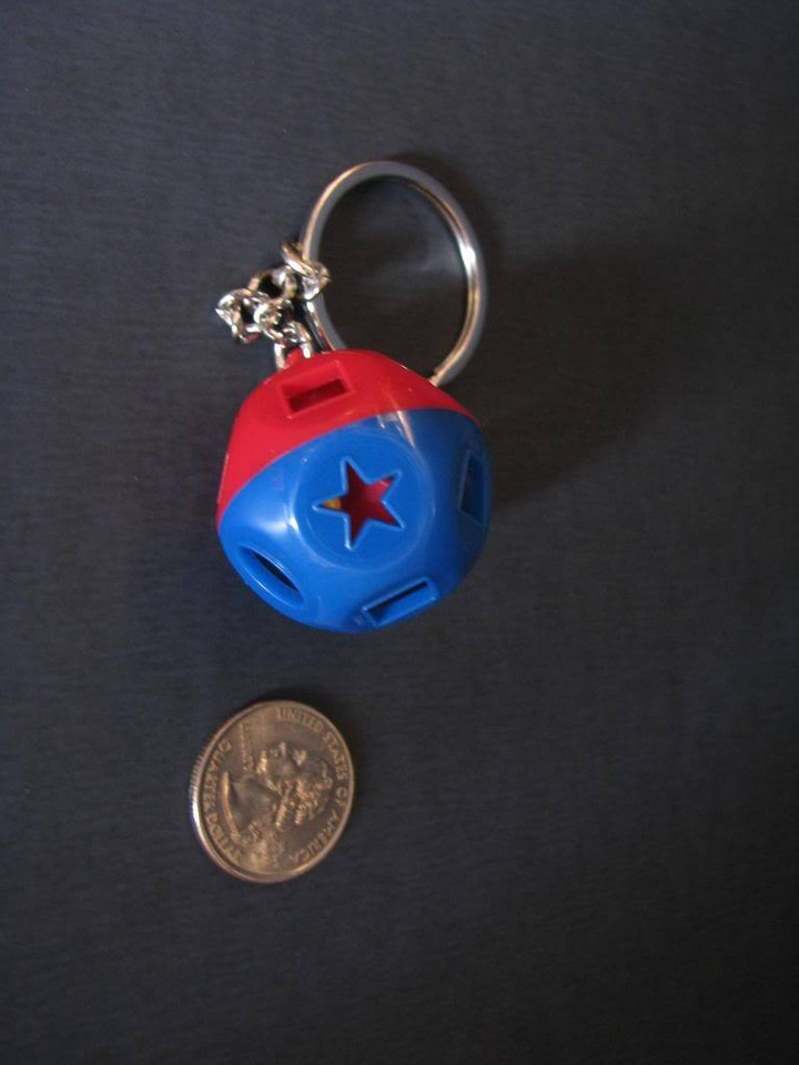 Tupperware Shape O Toy Ball Keychain Blue Red Yellow Shapes Inside CUTE ...