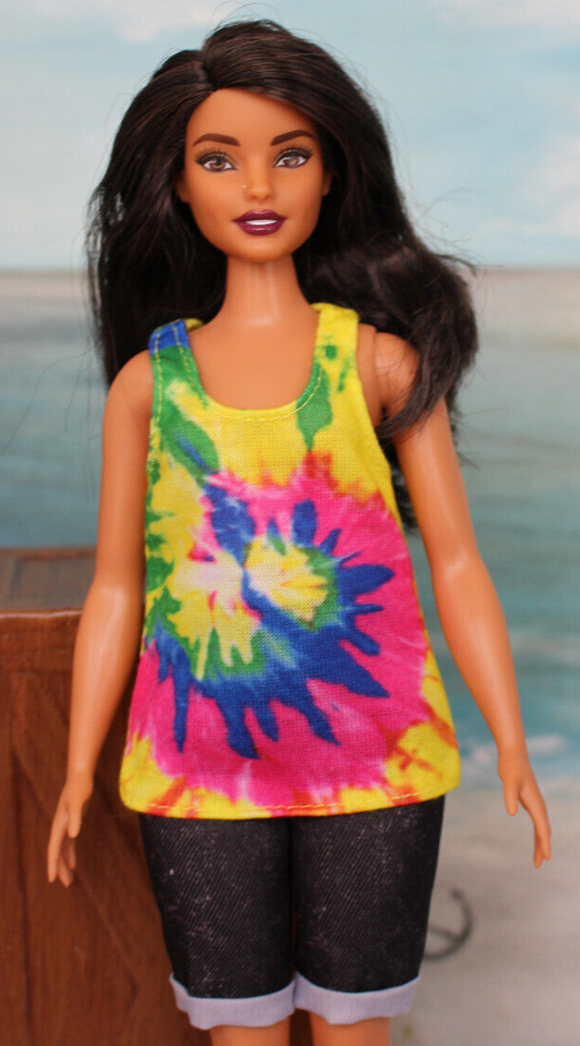 Yellow Tie Dye Beach muscle shirt Ken clothes fits most Ken doll ...