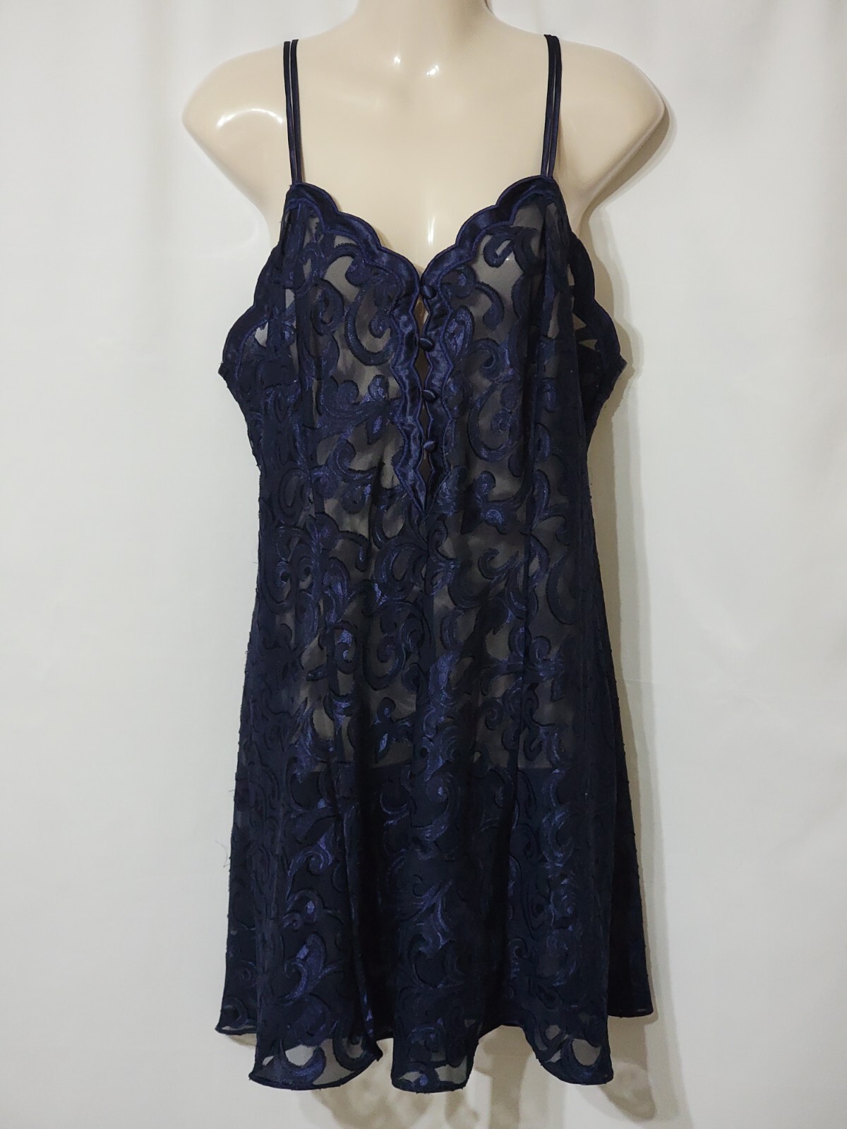 INNER MOST SEARS BLUE SEXY SATIN SHORT NIGHTGOWN CHEM… - Gem