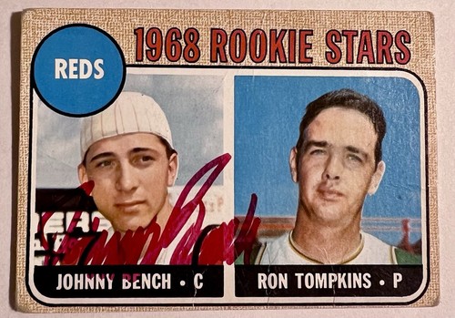 Red Ink Auto 1968 Topps - Rookie Stars 247 Johnny Bench Signed ...