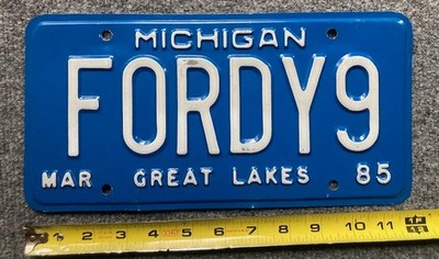 1985 MICHIGAN vanity license plate # FORDY9 1949 Ford | eBay