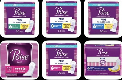 Poise Fresh Protection Incontinence Pads for Women, Regular & Long, New ...