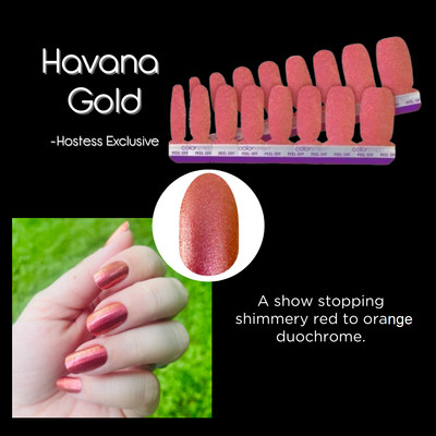 Color Street Havana Gold Nail Polish Strips Set Shimmer Red Orange ...