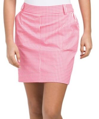 NWT BELYN KEY Melon HOT PINK Check Gingham Trouser Golf BK SKORT S M L ...