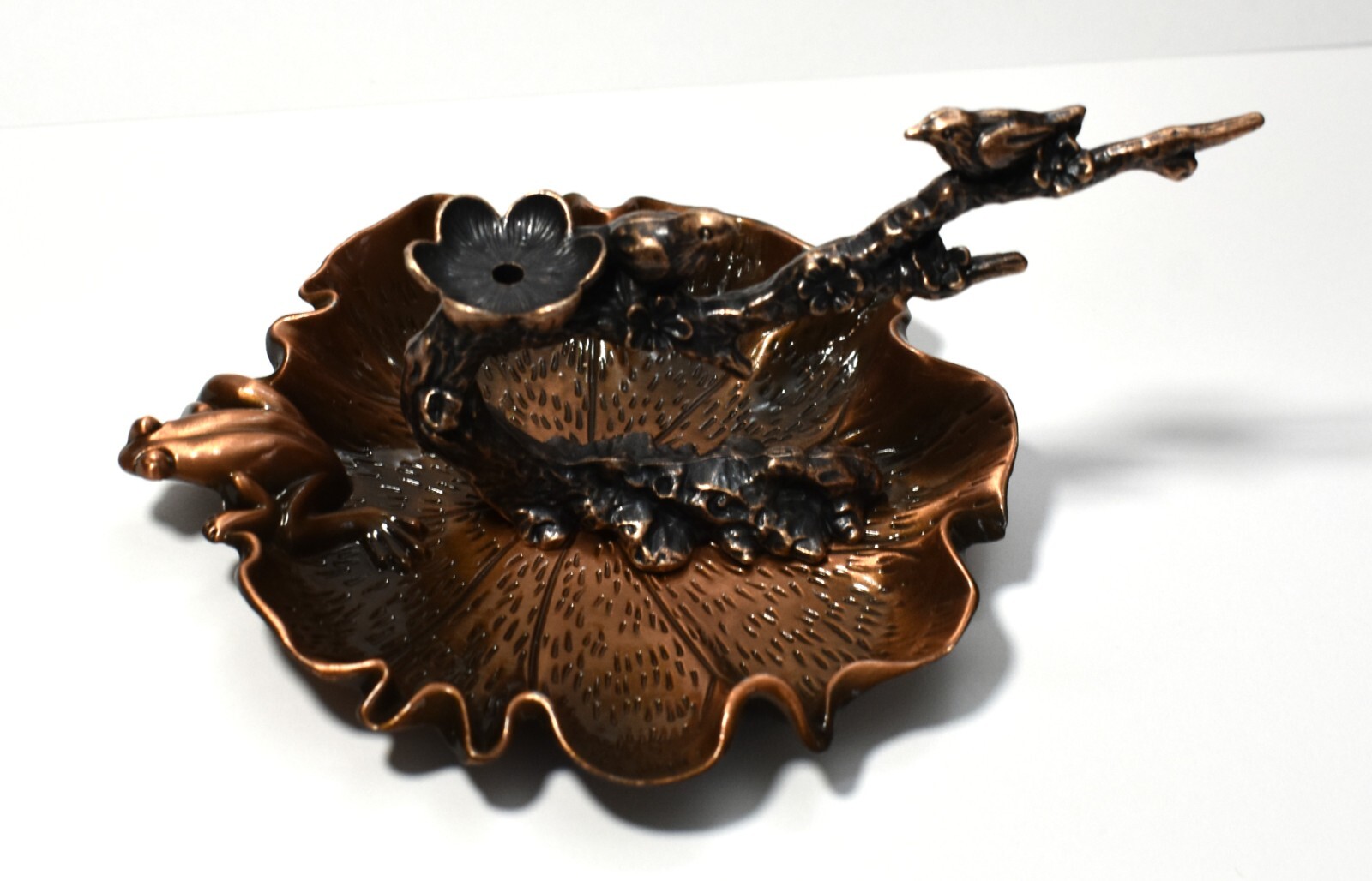 Chinese Rich Prosperous Lotus Incense Burner Censer, Tray Handmade Moon ...