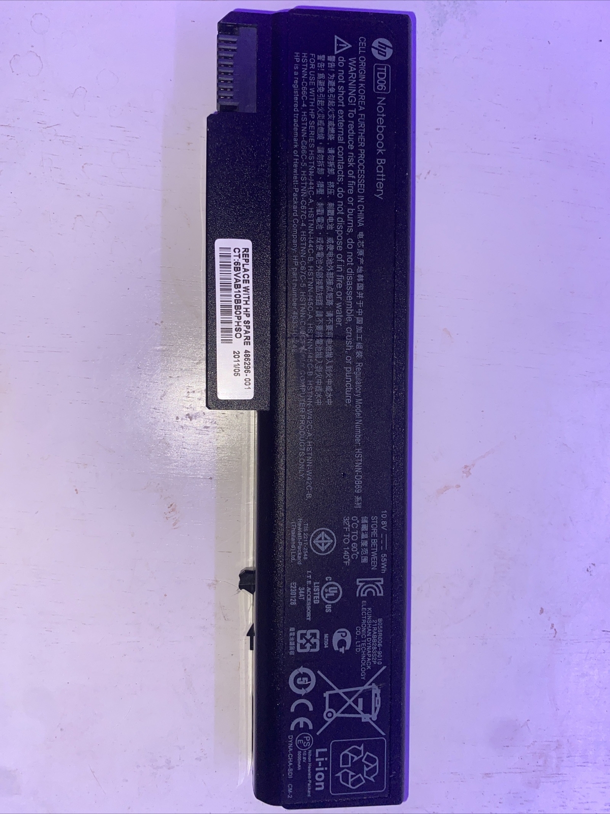 HP+TD06+Notebook+Battery+10.8V+55Wh+4910mAh+TD06+486296-001 for sale ...