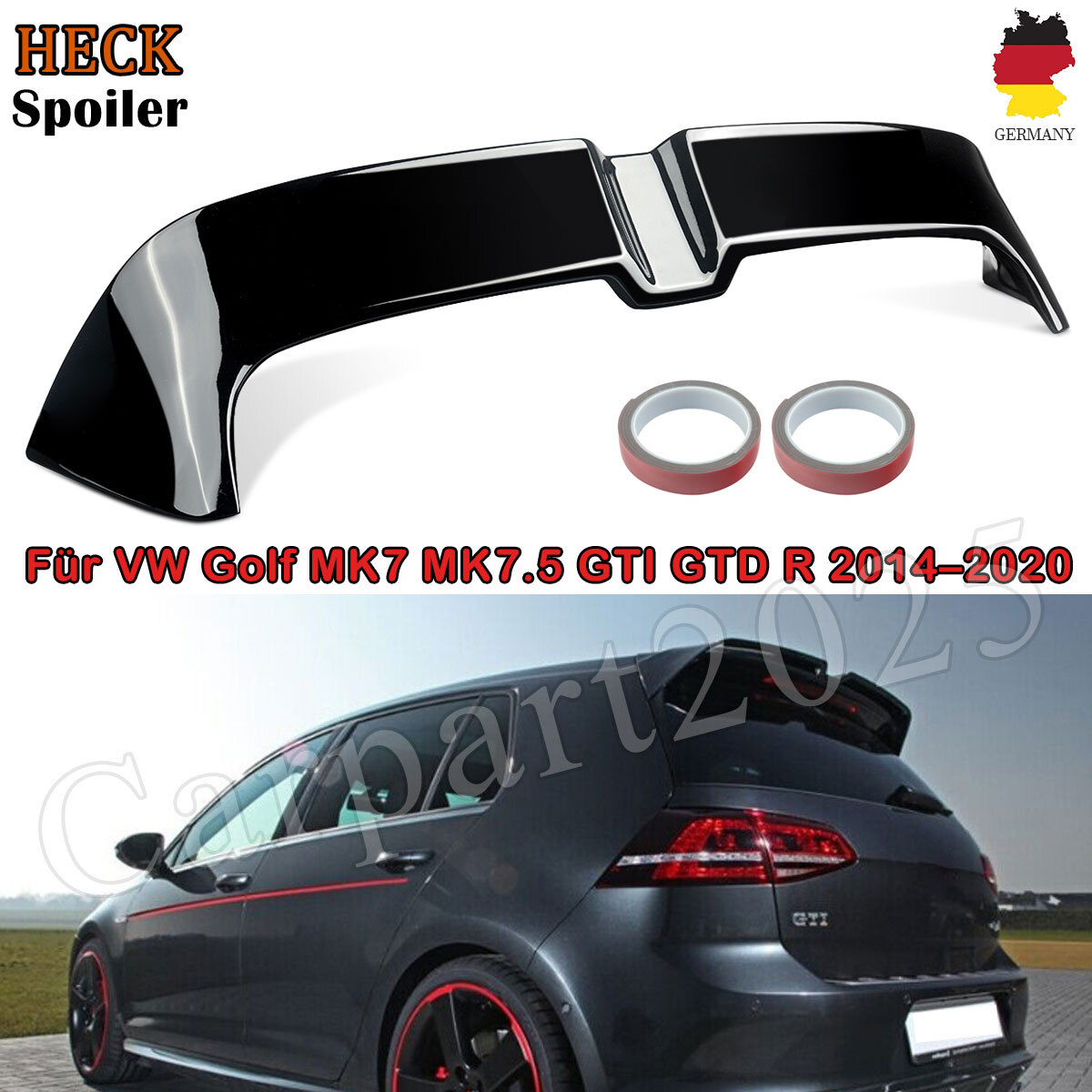 Dachspoiler Spoiler Heckspoiler für VW Golf 7 GTI GTD R schwarz ...