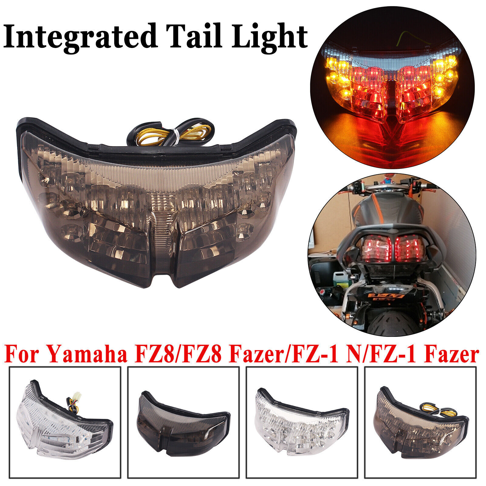 LED Tail Light Integrated Brake Turn Signal For Yamaha FZ8/Fazer FZ-1 N ...
