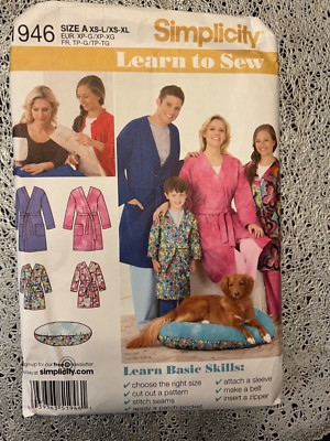 ADULT CHILDS UNISEX UNCUT SIMPLICITY 1946 SEWING PATTERN ROBE BATHROBE ...