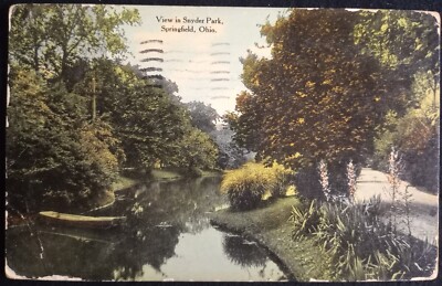 Springfield Ohio OH Snyder Park River Path Boat View 1910 Postcard A43 ...