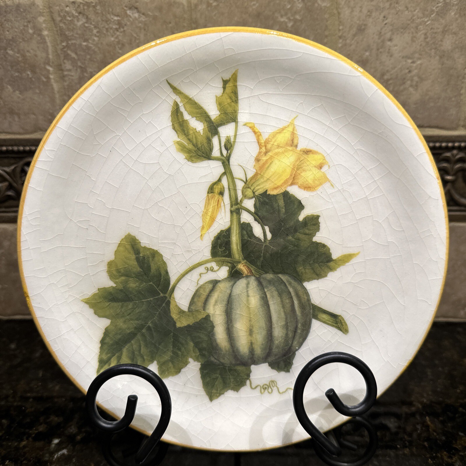 (3) WILLIAMS SONOMA FLOWERING BOTANICAL PUMPKINS APPETIZER PLATES MADE ...