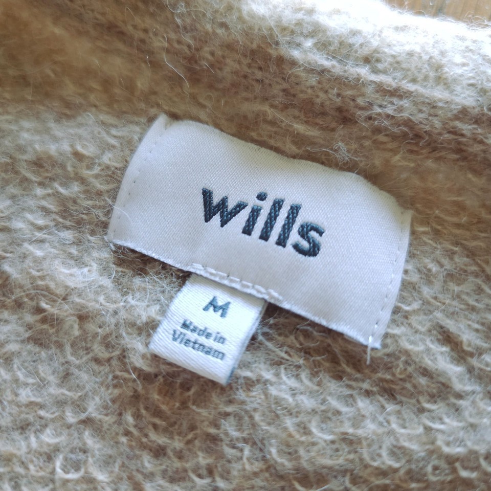 WILLS Thick Alpaca Wool Space Dye Crewneck Sweater Greige Medium | eBay