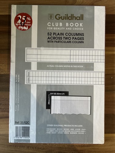 Guildhall Club Book A4 Ruled Notebook Salaries Wages Accounts 31/52C ...