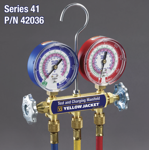 Yellow Jacket 42036 Series 41 A2L Manifold 3-1/8″ Gauges 1/4″ Hoses 60 ...