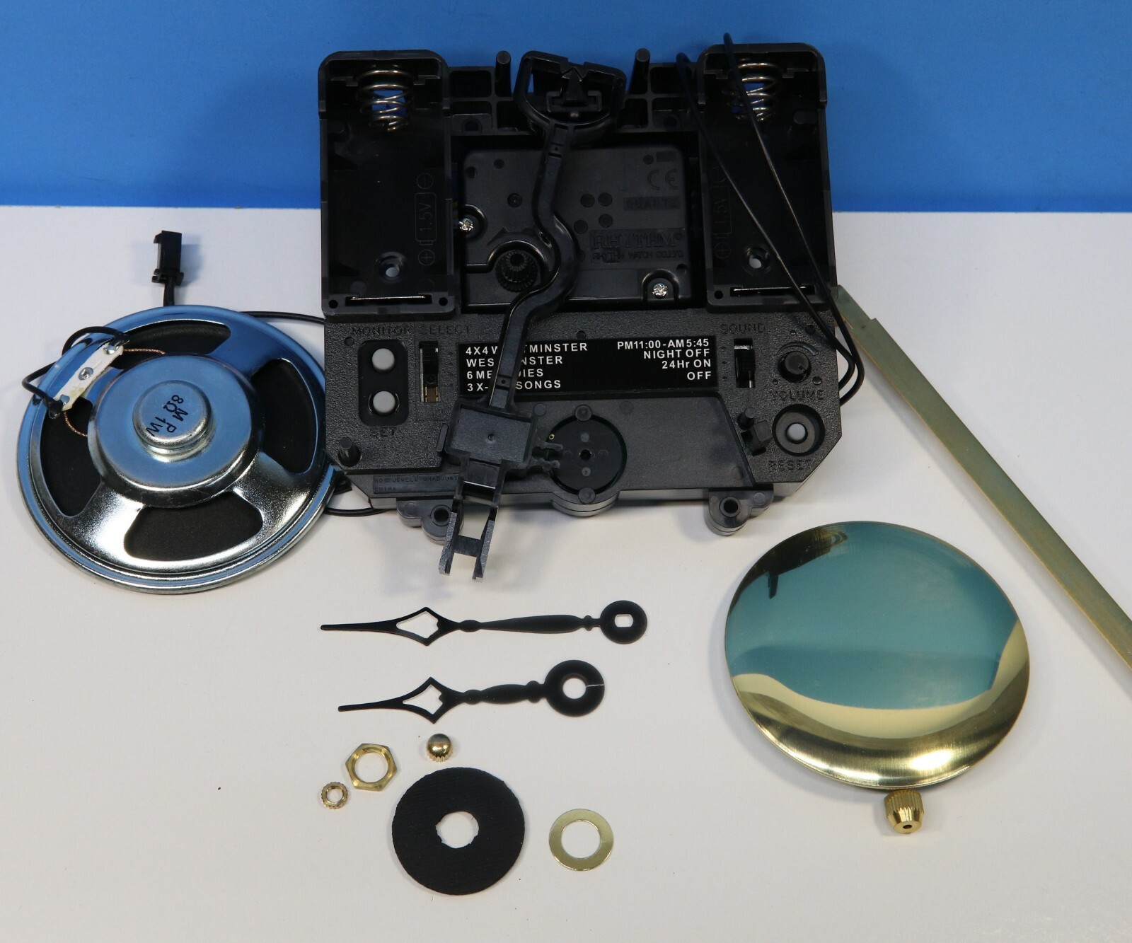 RHYTHM Chiming Battery Clock Movement W/ PENDULUM 10 Melody Bell Chime ...