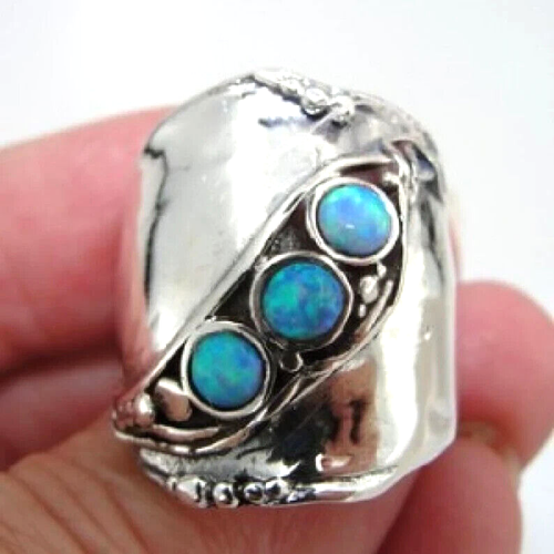 Hadar Designers blue opal ring 925 sterling silver sz 6,7,8,9,10 ...