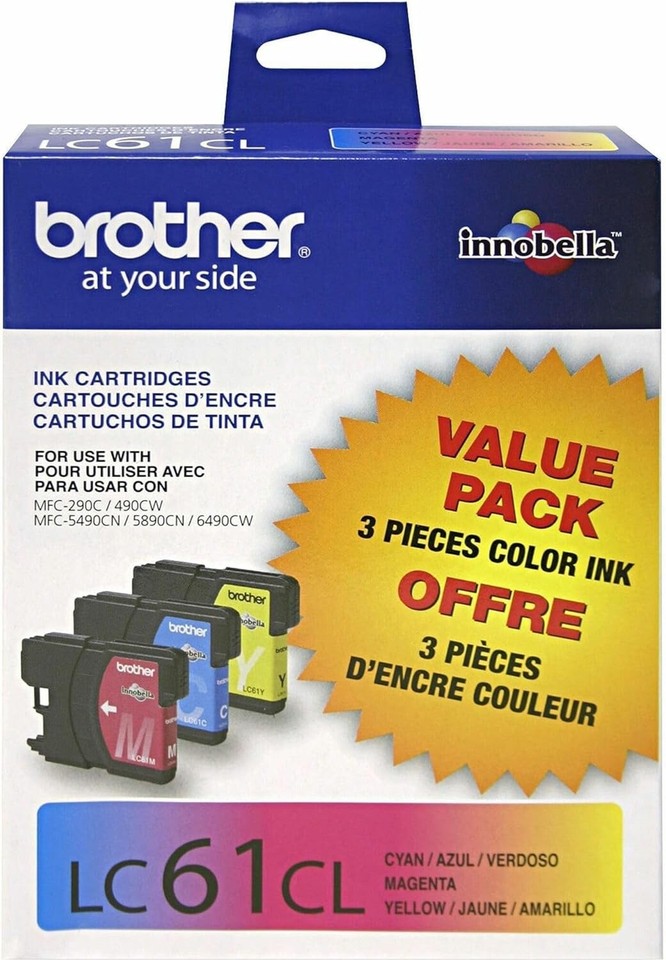 Genuine Brother LC61 BK/C/M/ (LC613PKS), 4 Pack - Exp.: 2025 * NO ...
