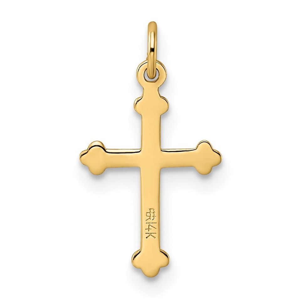 14k Yellow Gold Polished Solid Diamond Shape Cross Pendant 0.25gm L ...