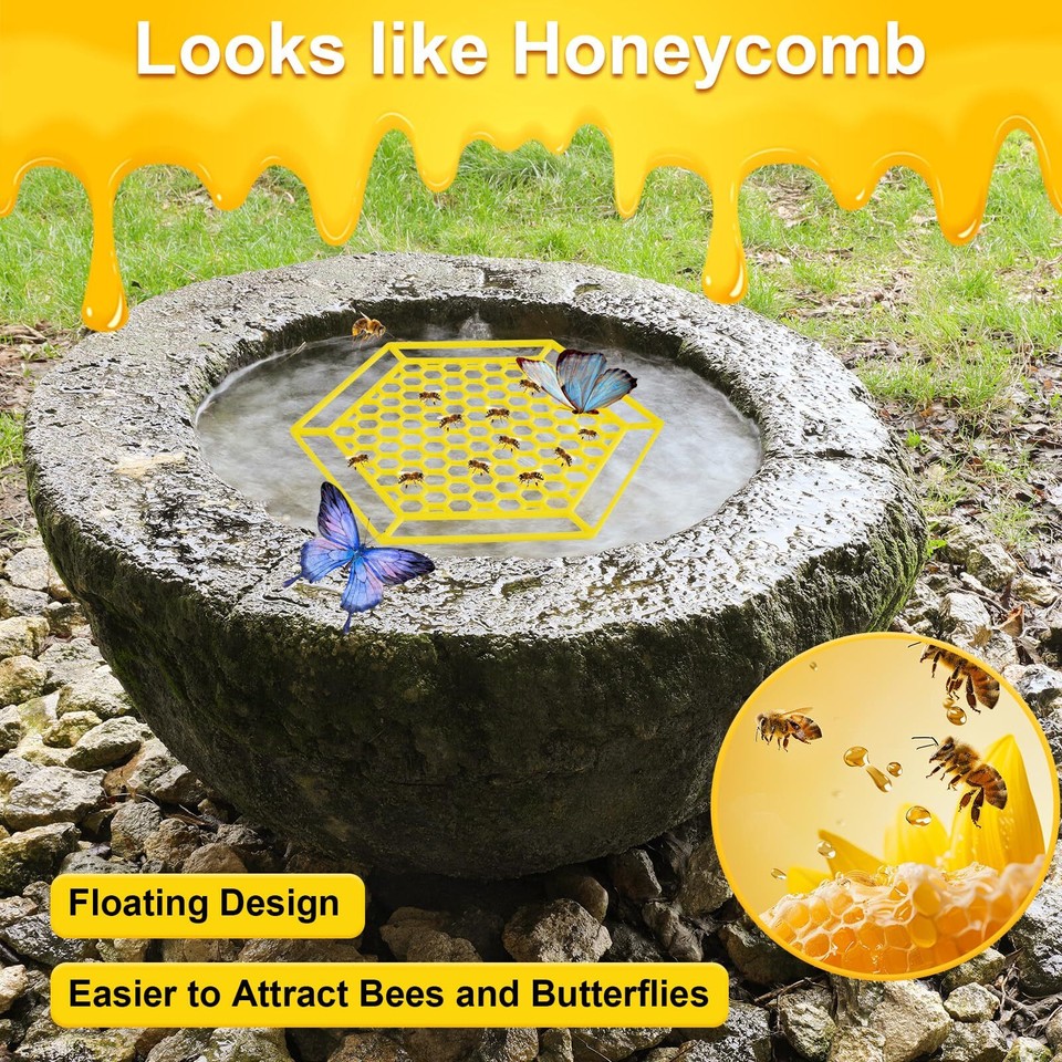 4 Pack Floating Bee Island, 7.1 Inch Bee Watering Station, Bee Bath Bee ...