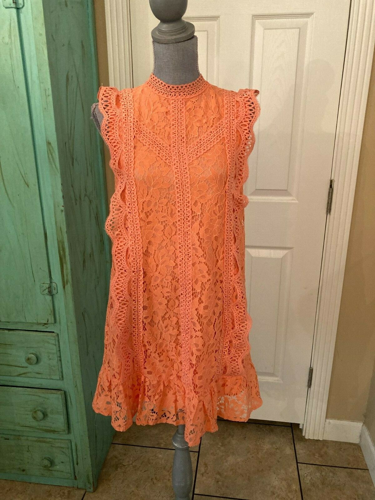 Coral Color Lace Dress
