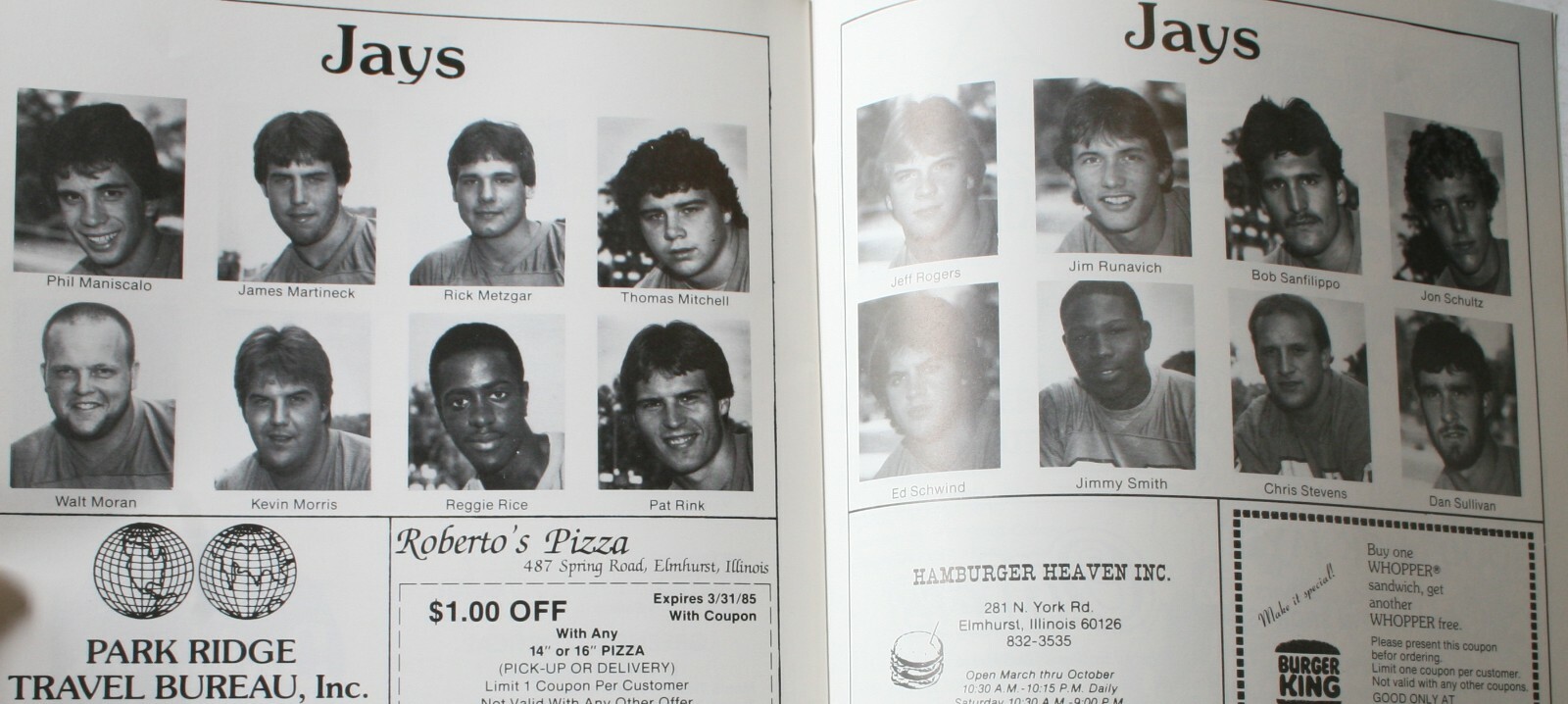 1985 Elmhurst College Bluejays vs. Carthage Red Men Program Football | eBay