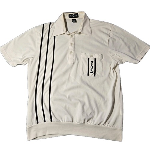 Vtg Alan Stuart Polo Shirt Mens Medium Banded Rockabilly Bowling ...