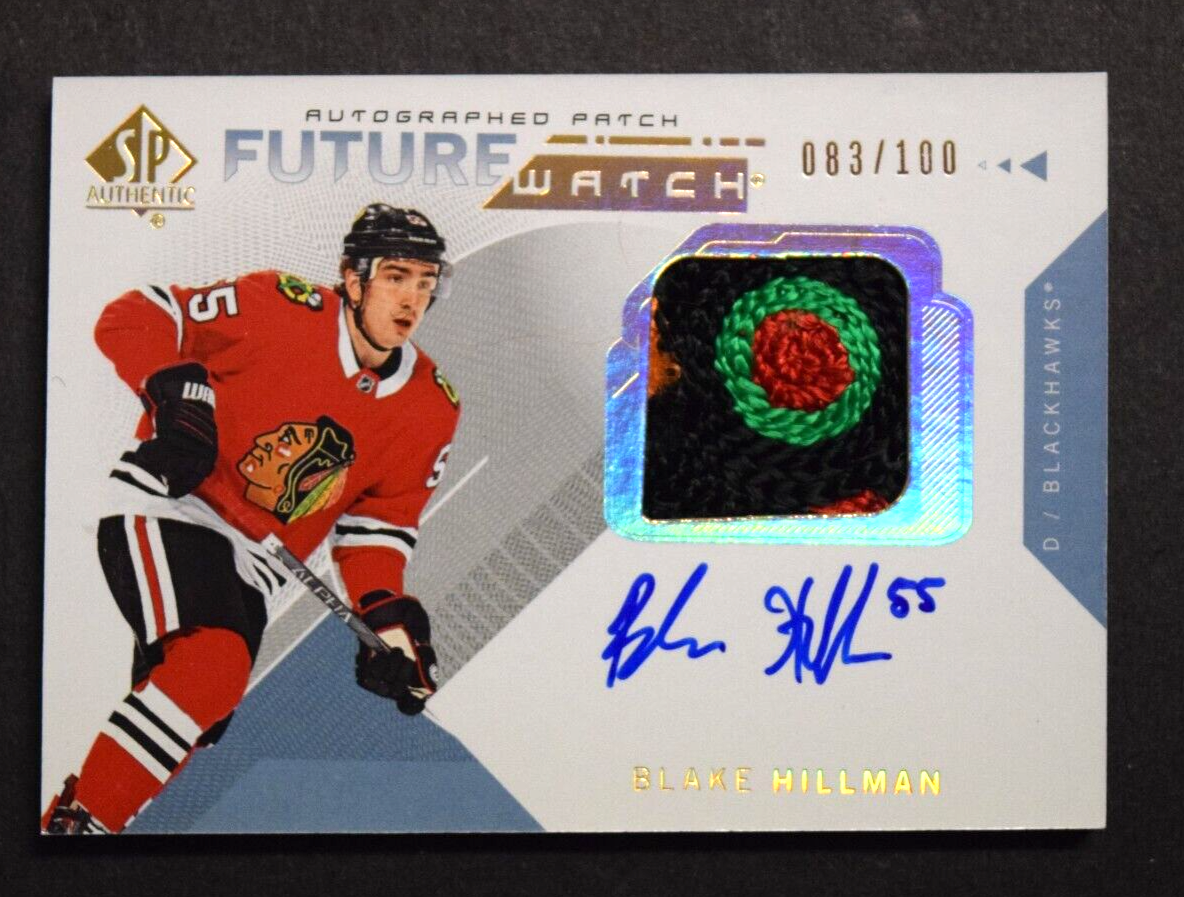 2018-19 SP Authentic Future Watch Auto Patch Blake Hillman #/100 | eBay