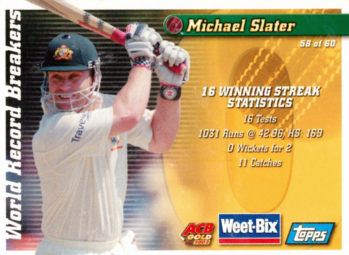 2002 2003 Australia Men's Test Cricket Topps Card - Michael Slater ...
