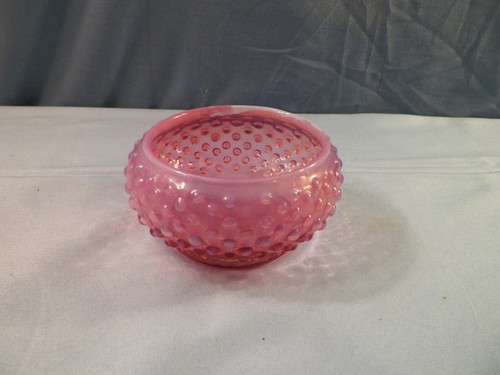 Fenton #3885 Cranberry Opalescent Glass Hobnail Puff Dresser Box - NO ...
