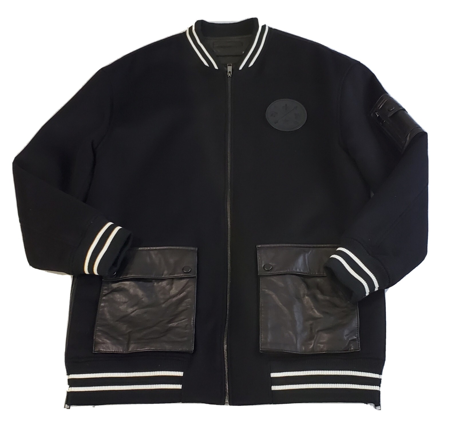 DANIEL WON BLACK WOOL /LEATHER JACKET MEN'S SIZE LARGE - Gem