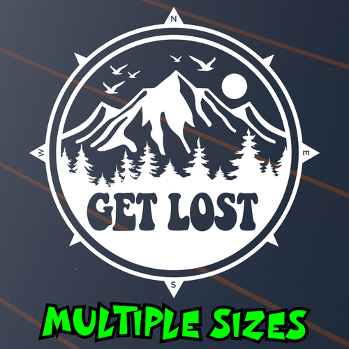 Get Lost Sticker Decal Caravan Adventure Compass Camping Explore ...