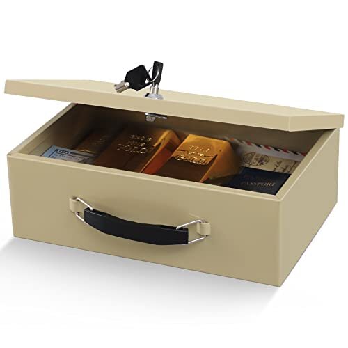 Fire Resistant Document Safe Box with Key Lock for Home Office Security ...