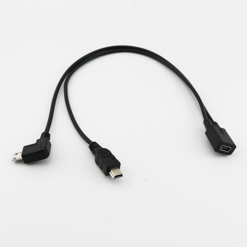Mini USB 5 Pin Female to Micro 5 Pin Angled & Mini 5 Pin Male Y ...